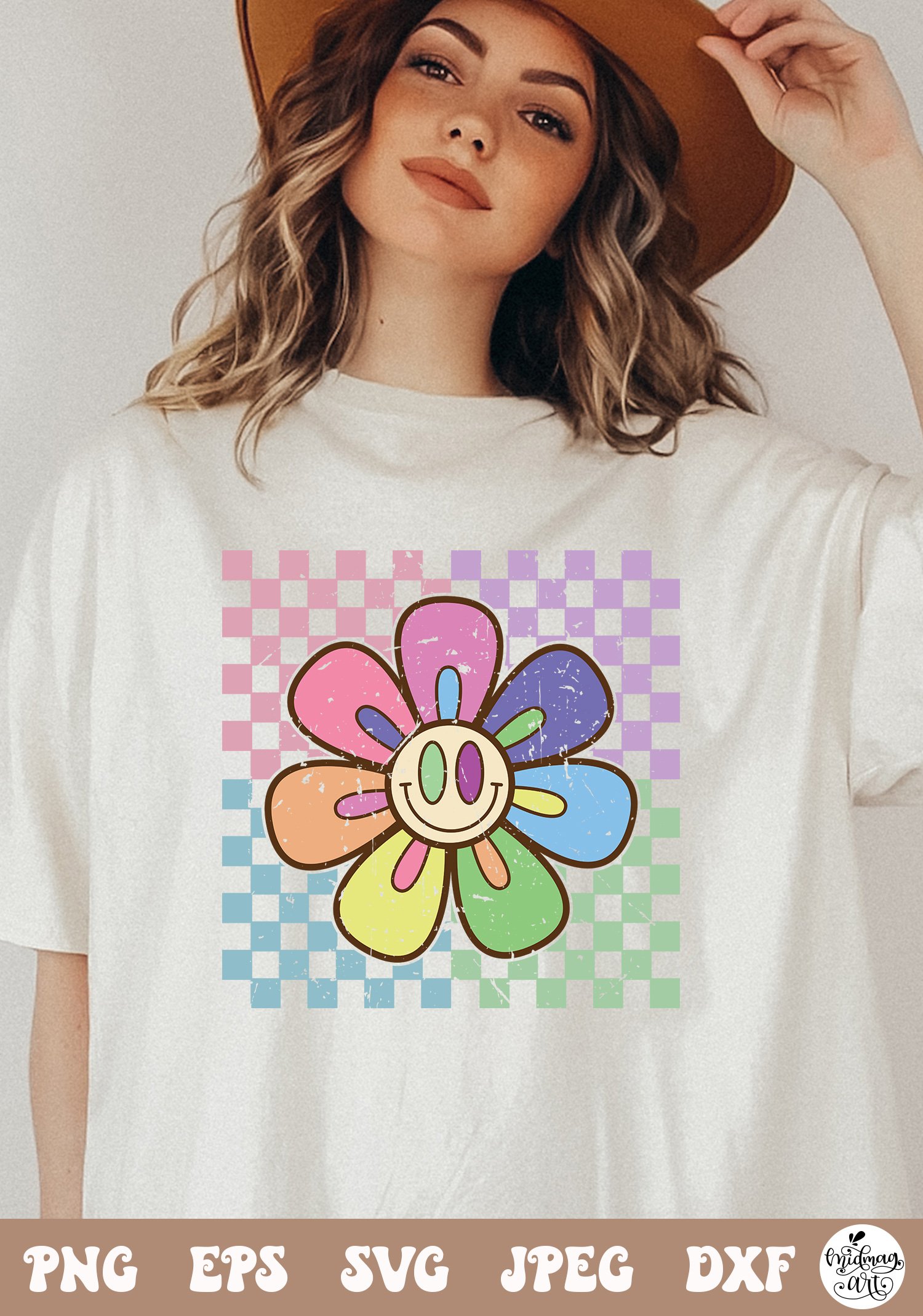Retro daisy Png, Daisy Graphic Png, Daisy Png