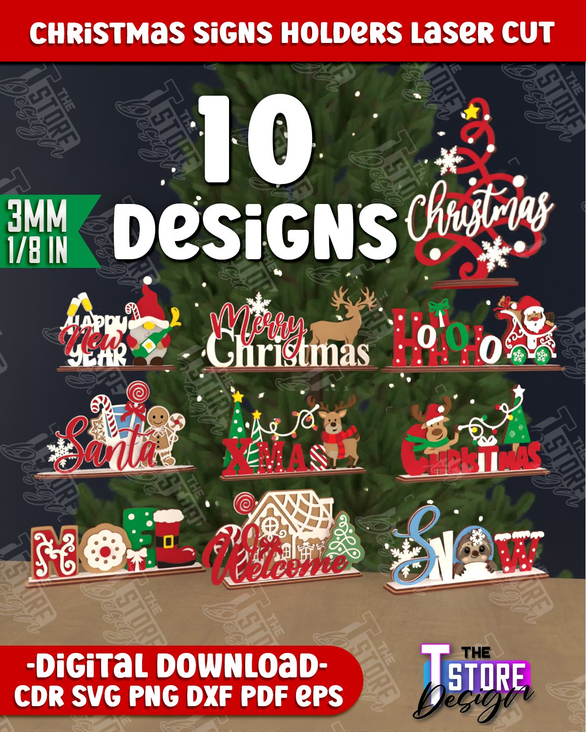 Christmas Signs Laser Cut Bundle | Christmas Standing Decor