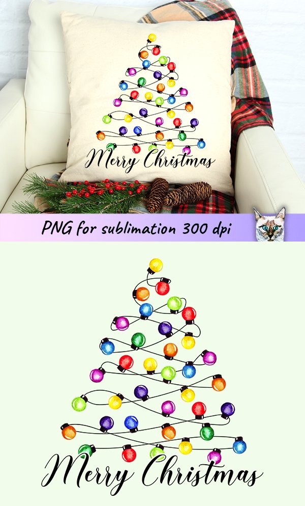 Christmas lights sublimation design (1019650)