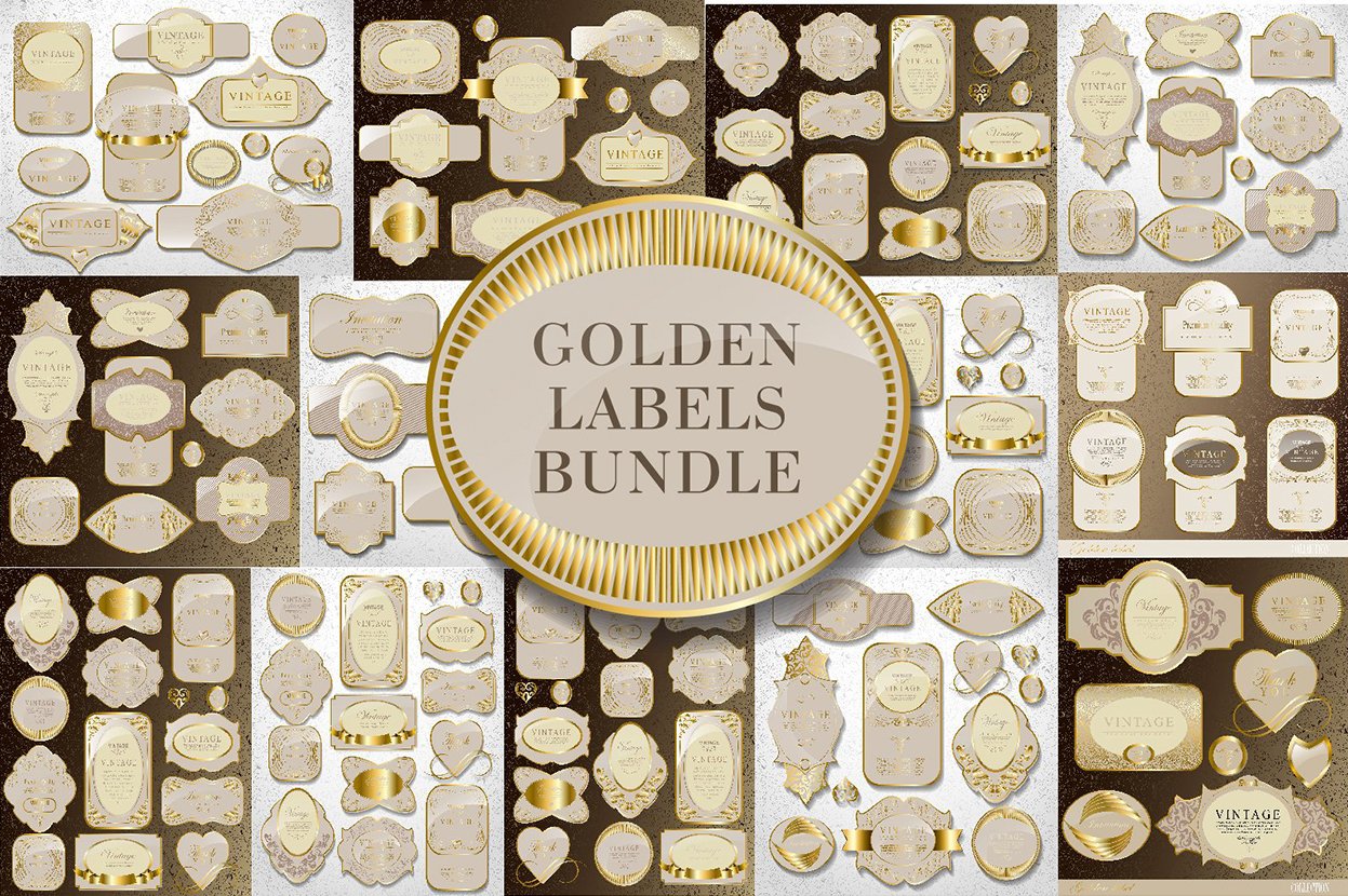 Golden label bundle, vector