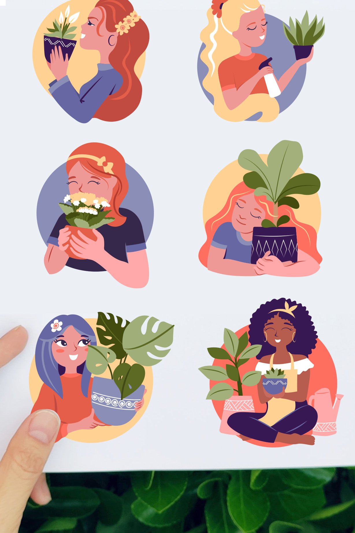 Plant lady bundle. Girls loving house plant pot, stickers