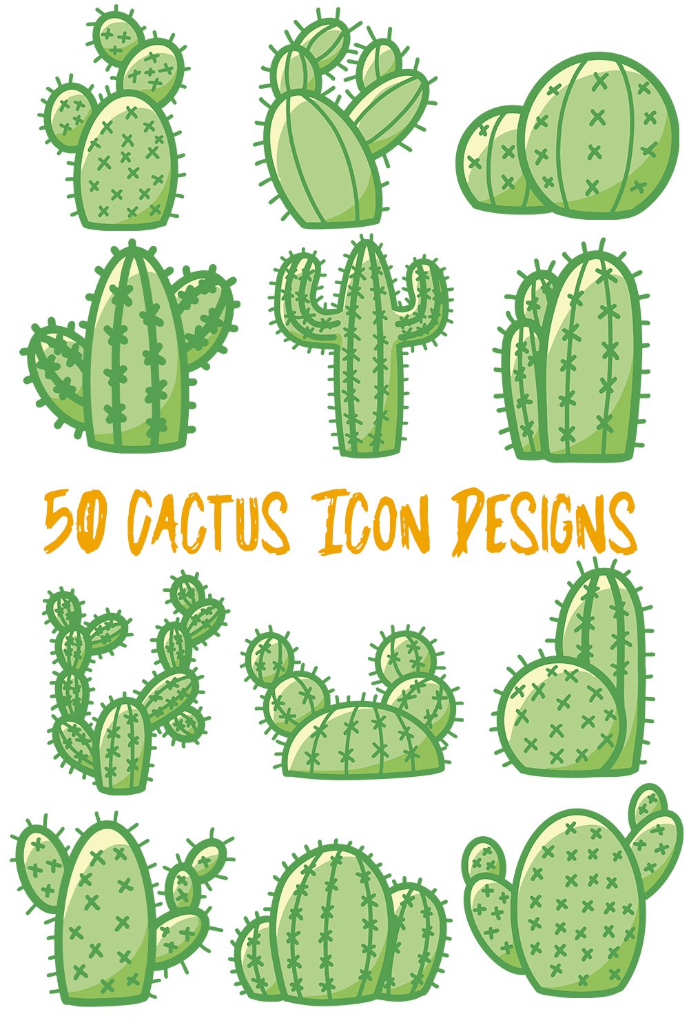 50 Green Cactus Icon SVG Design Illustrations Download