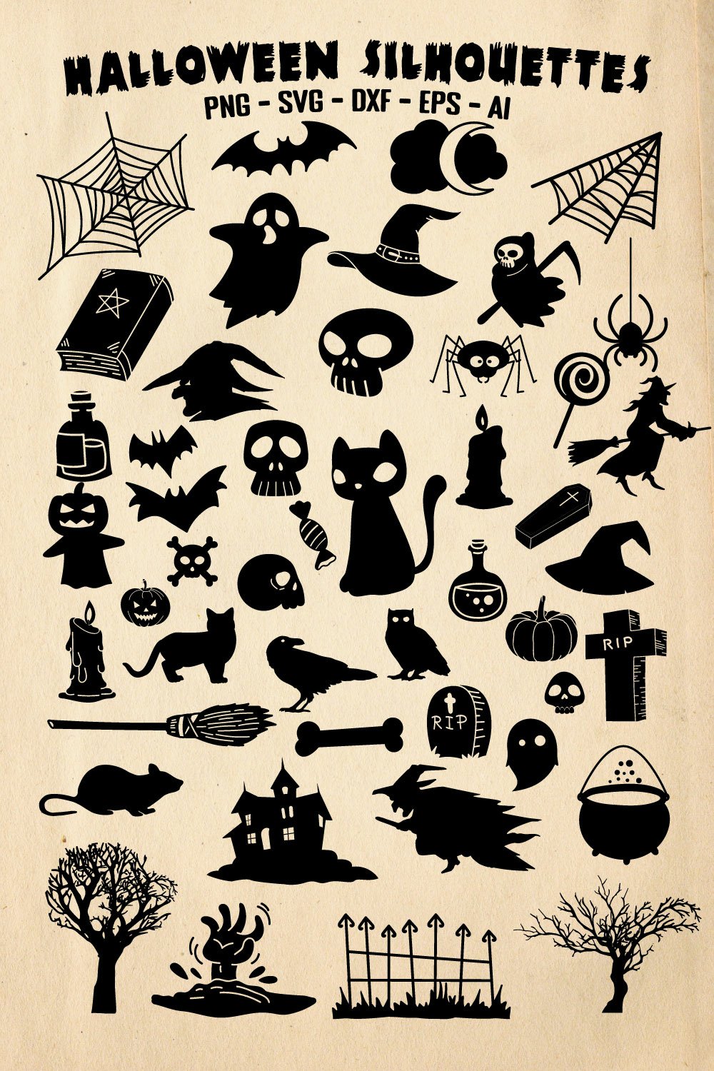 Halloween Silhouette SVG Bundle | print, transfer & cut file
