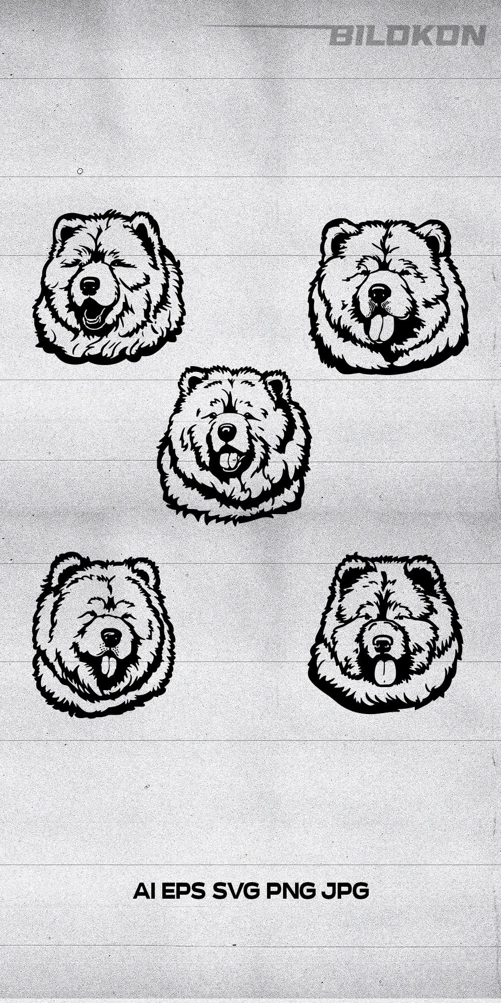 Chow Chow dog head, SVG, Vector, Illustration, SVG Bundle