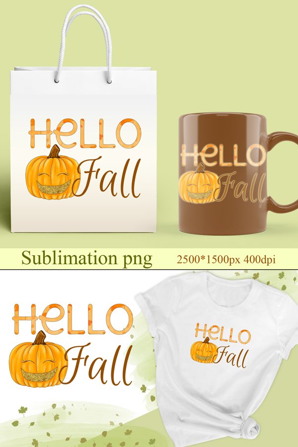 Hello Fall Sublimation Design | Autumn png