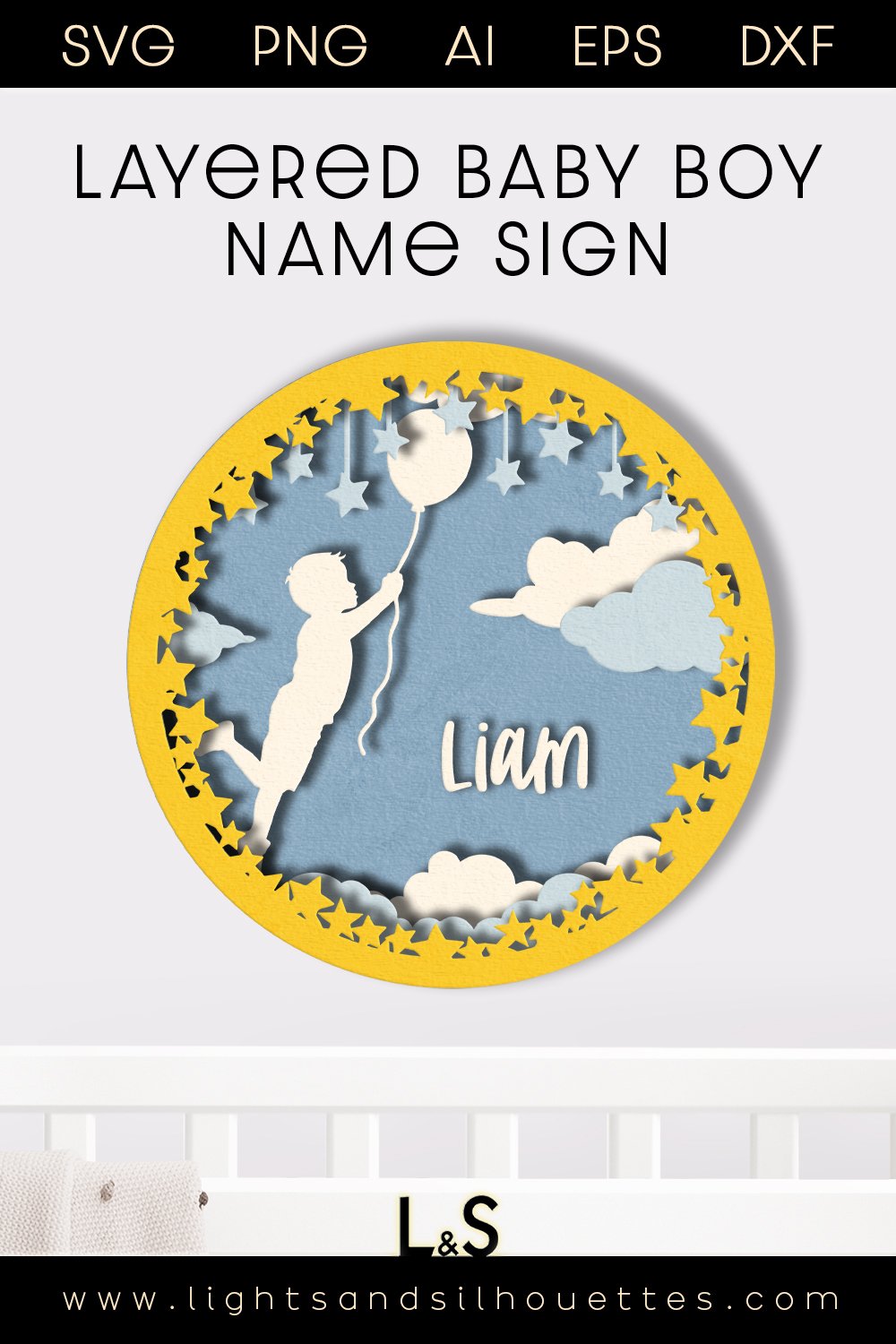 Layered Baby Boy Name Sign | Nursery Decor