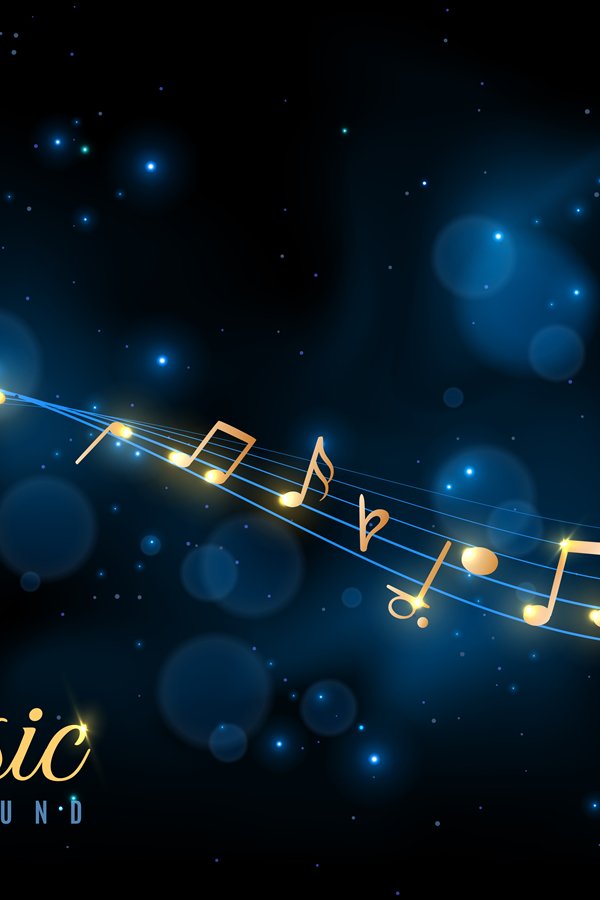 Music note poster. Musical background, musical notes swirlin