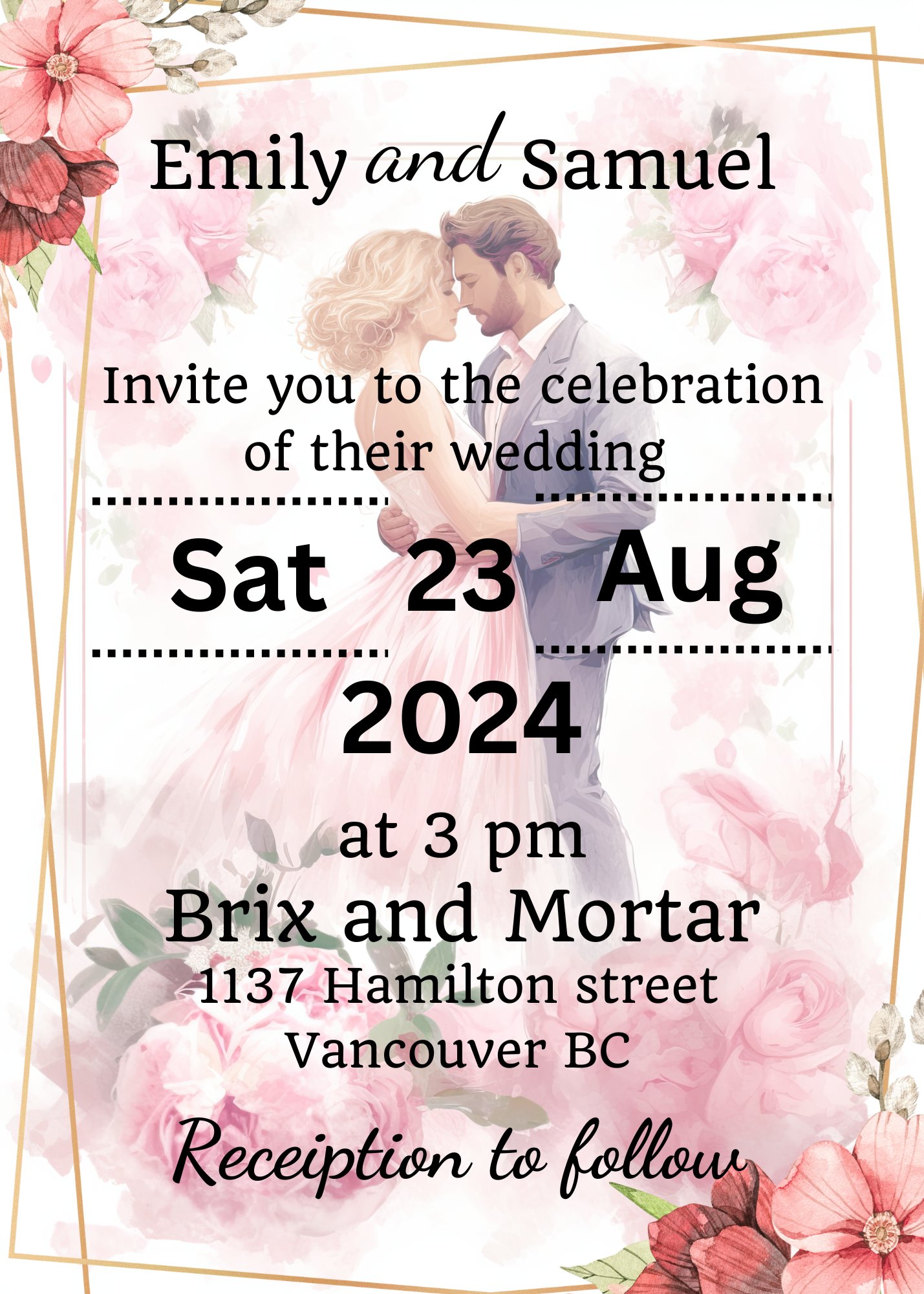 Wedding Invitation Template Digital Canva Editable (2839753)