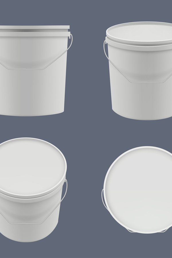 Plastic buckets. Yoghurt or construction liquids containers