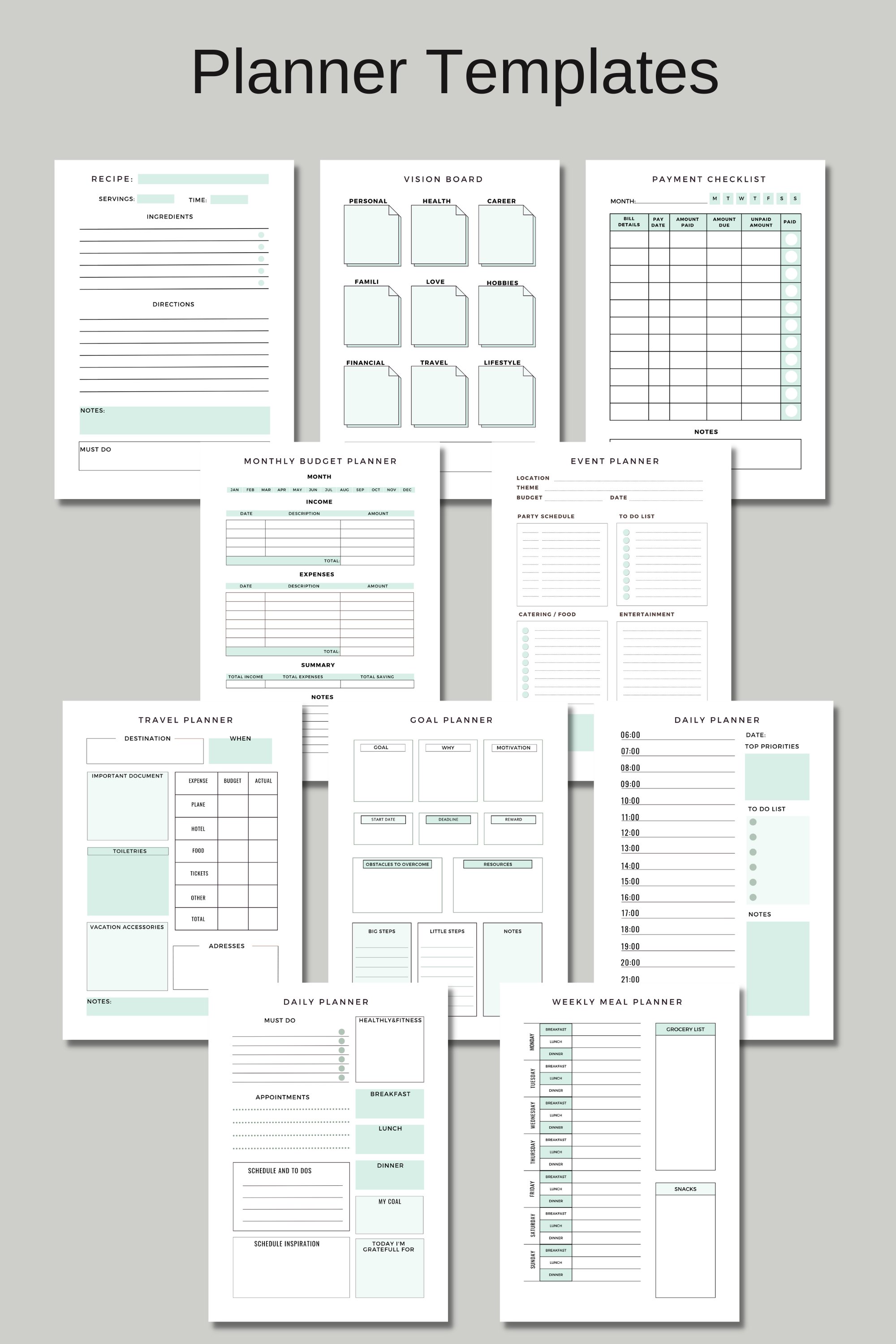 Planner Templates Canva| Editable Pages | Printable Planner
