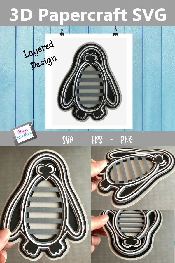 3D Layered Penguin SVG Design