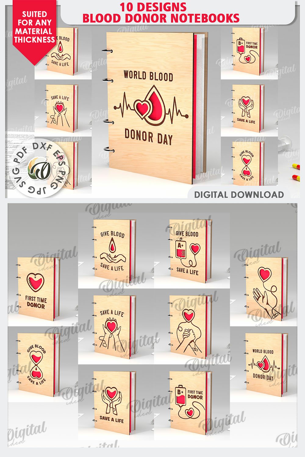 Blood Donor Notebooks Laser Cut Bundle. 3D Notebooks