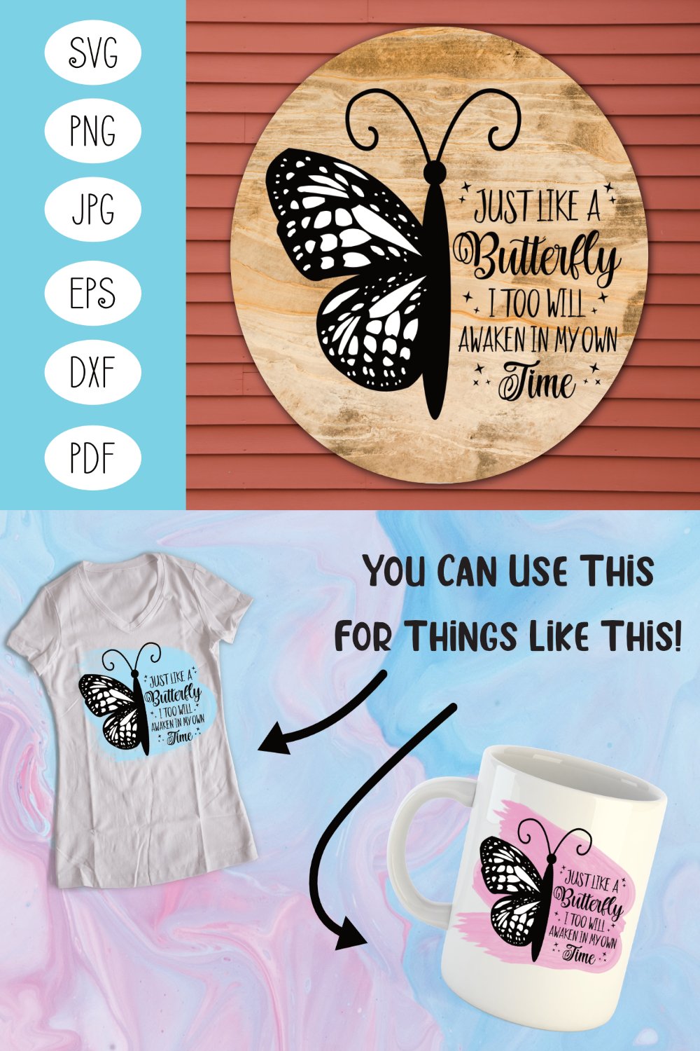 Butterfly Awaken in Time SVG | Butterfly Quote SVG