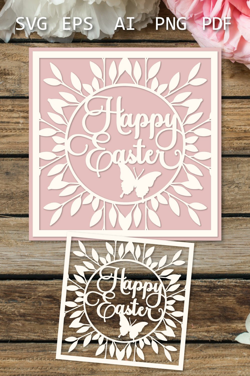 Happy Easter card, Easter paper cutting greeting card