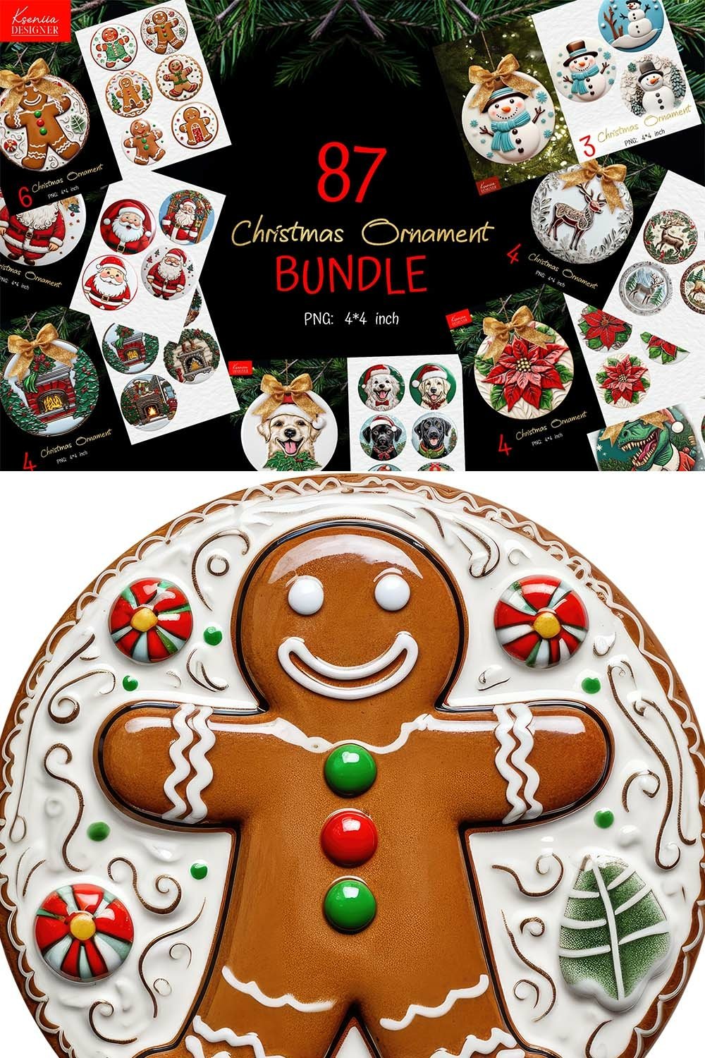 Christmas Ornament Bundle|Round Christmas Decoration PNG