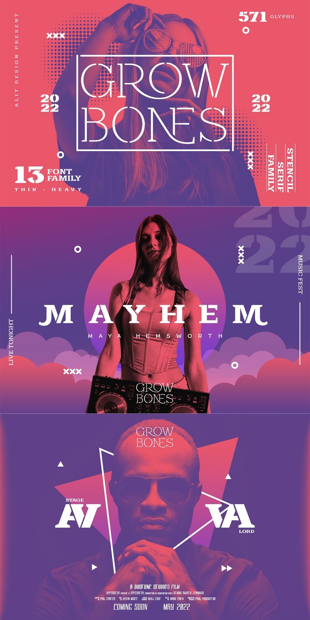 Grow Bones Family Stencil Font