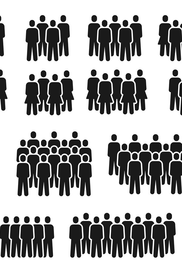 People crowd icons. Group of persons gathering, men and wome