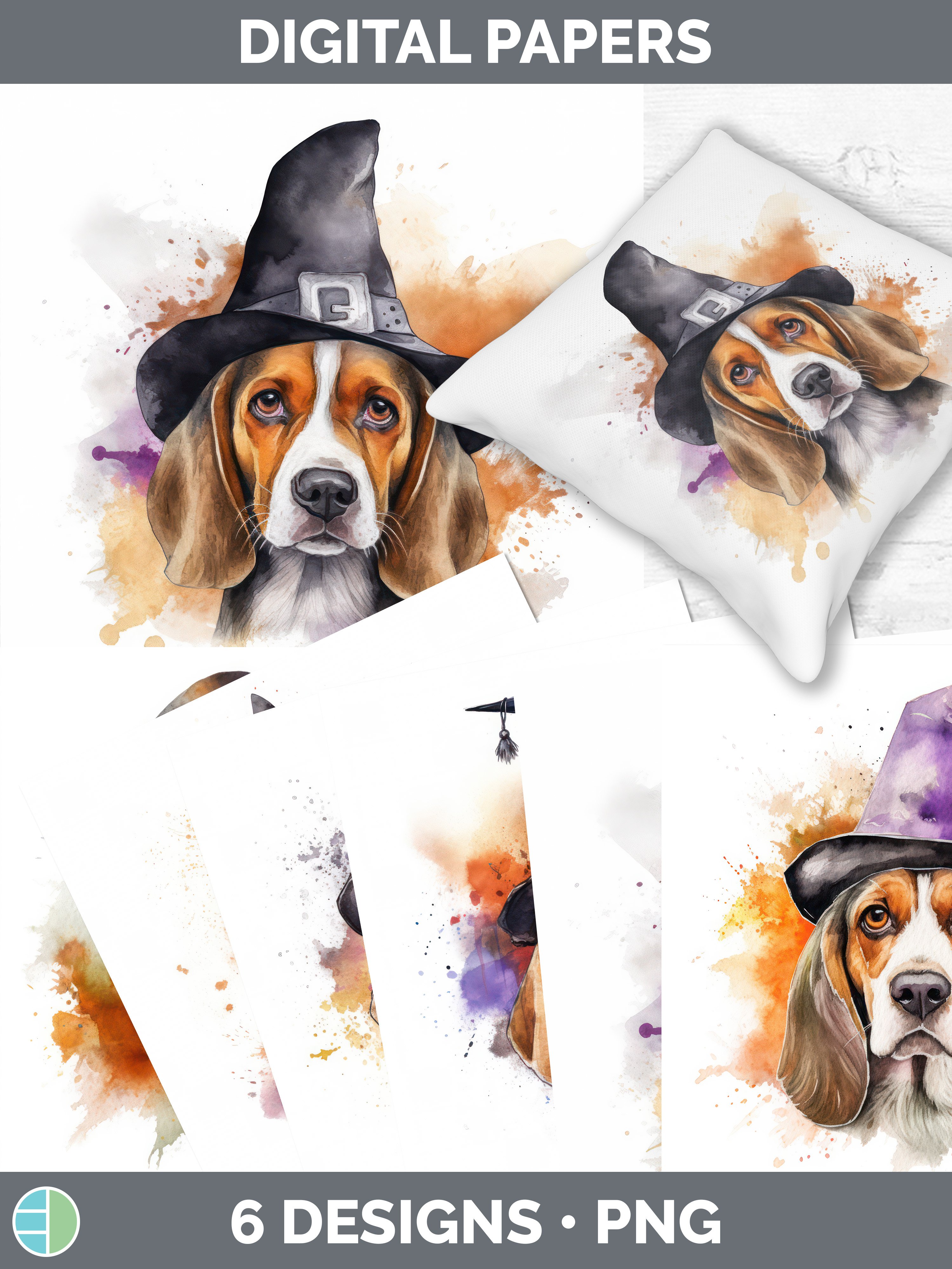 Halloween Beagle Dog Paper Backgrounds | Digital Scrapbook P