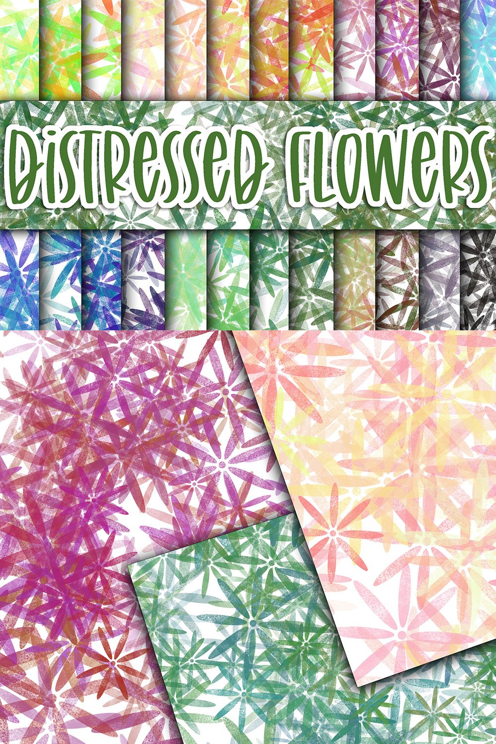Distressed Flowers Digital Papers