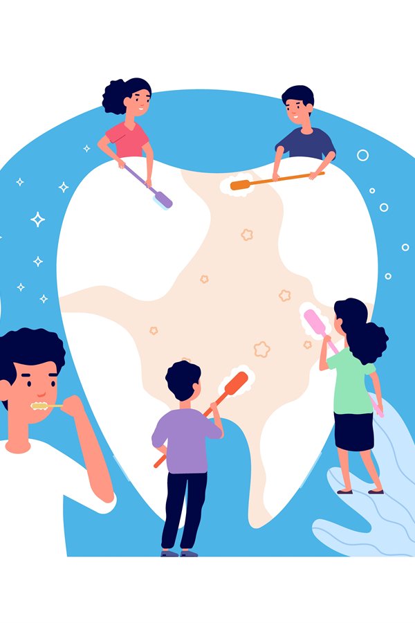 Children teeth care. Kids brushing tooth, little dentists hy