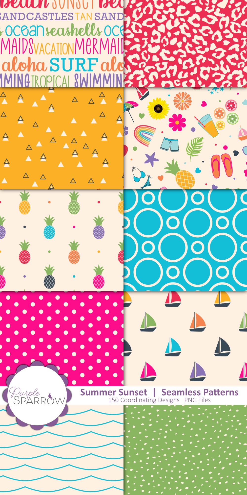 Summer Sunset | Seamless Pattern Collection | 150 Designs