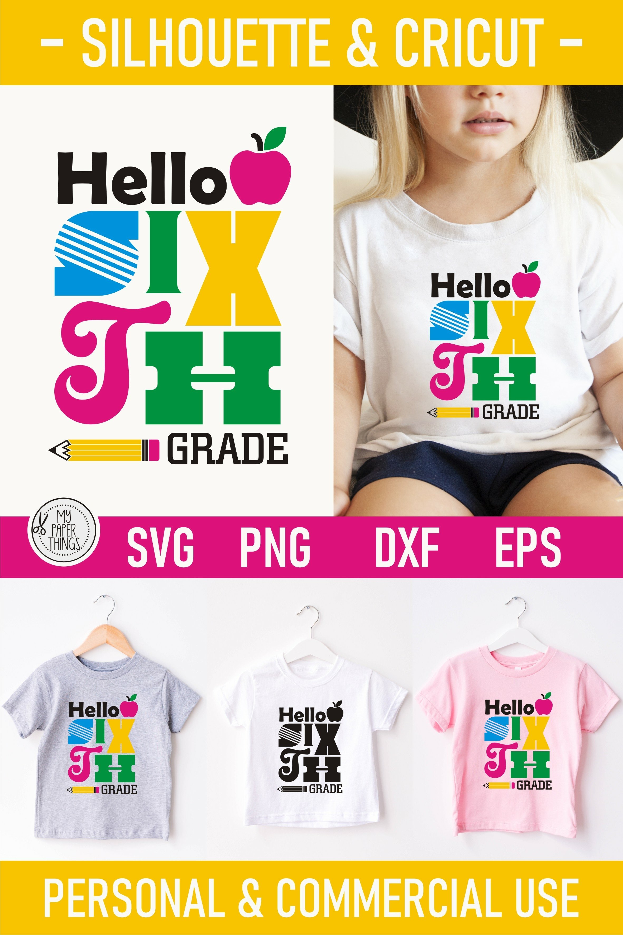 Hello Sixth Grade Svg and Back To School Png