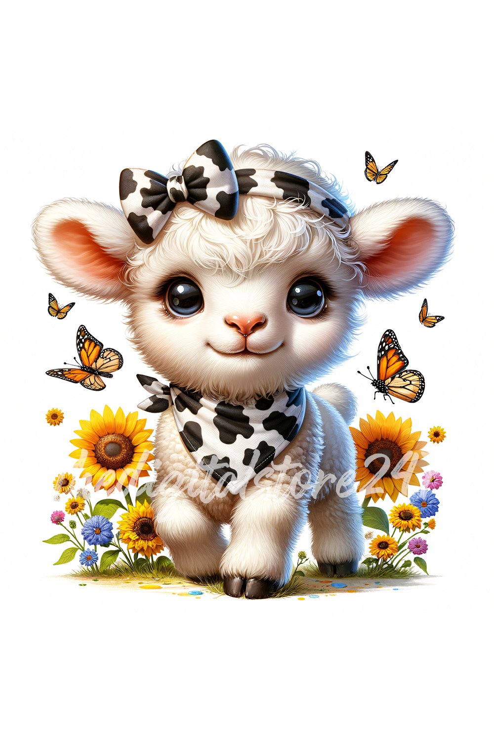 Cute Lamb with Sunflowers JPG File (3551297)