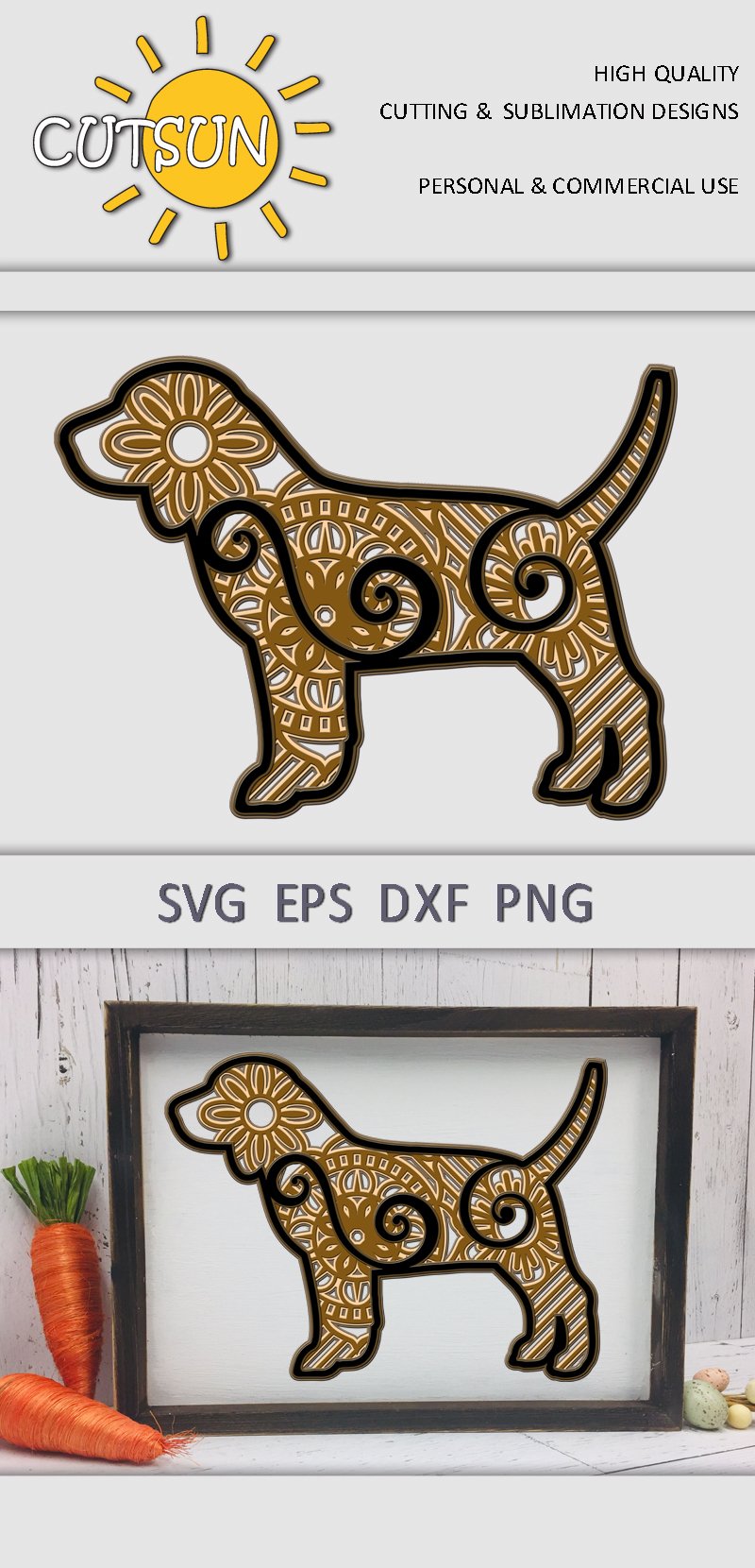 3D Layered Dog Beagle SVG