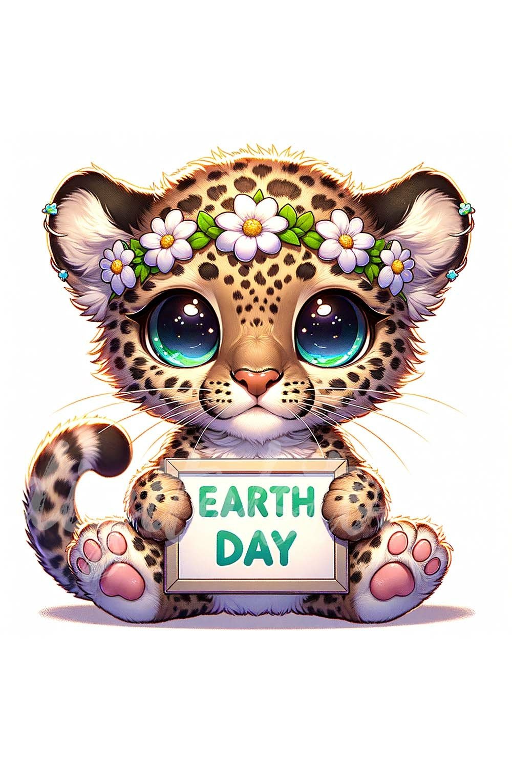 Cute Cheetah Earth Day Sublimation Design JPG