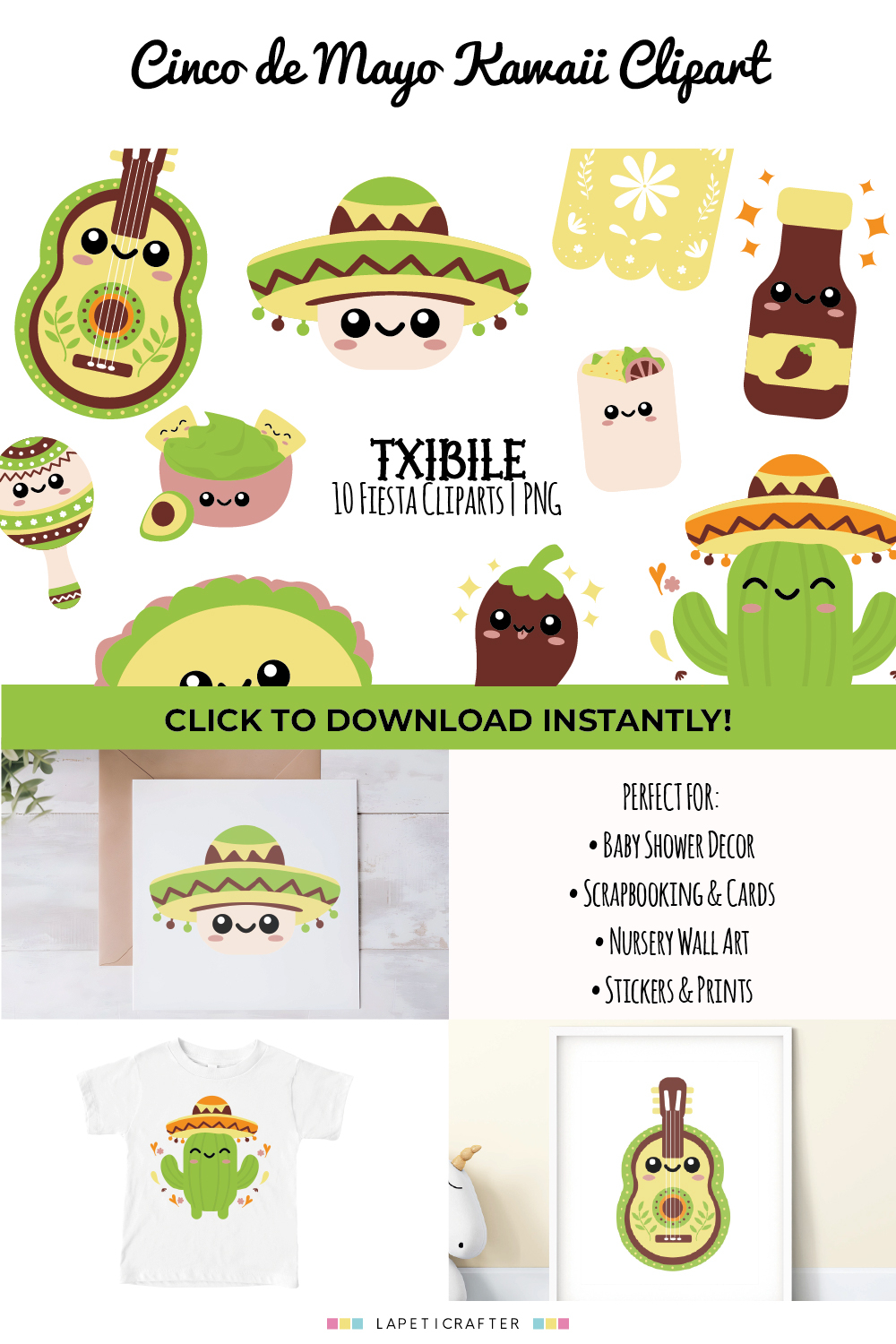 Cinco de Mayo Clipart Bundle | PNG Fiesta Graphic for Crafts