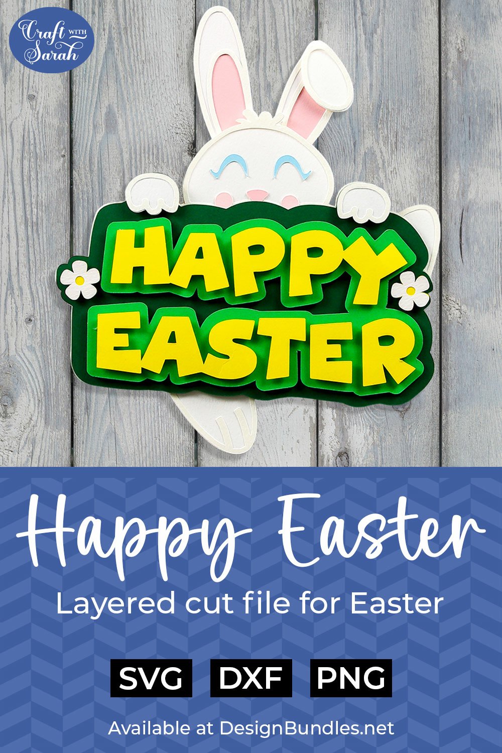 3D Happy Easter SVG File | Layered Easter Bunny SVG Cut File