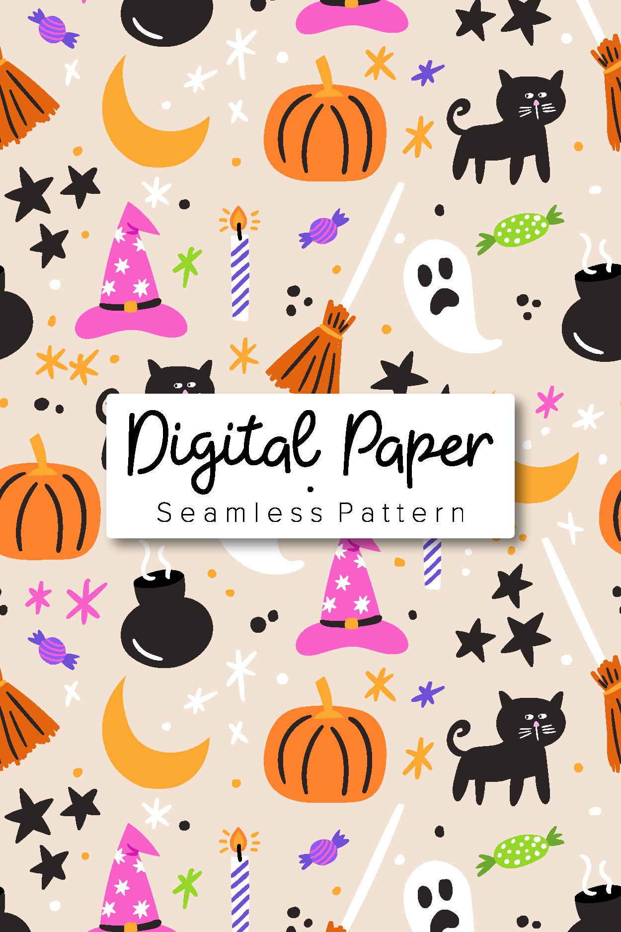 Halloween seamless pattern. Halloween digital (1565590)