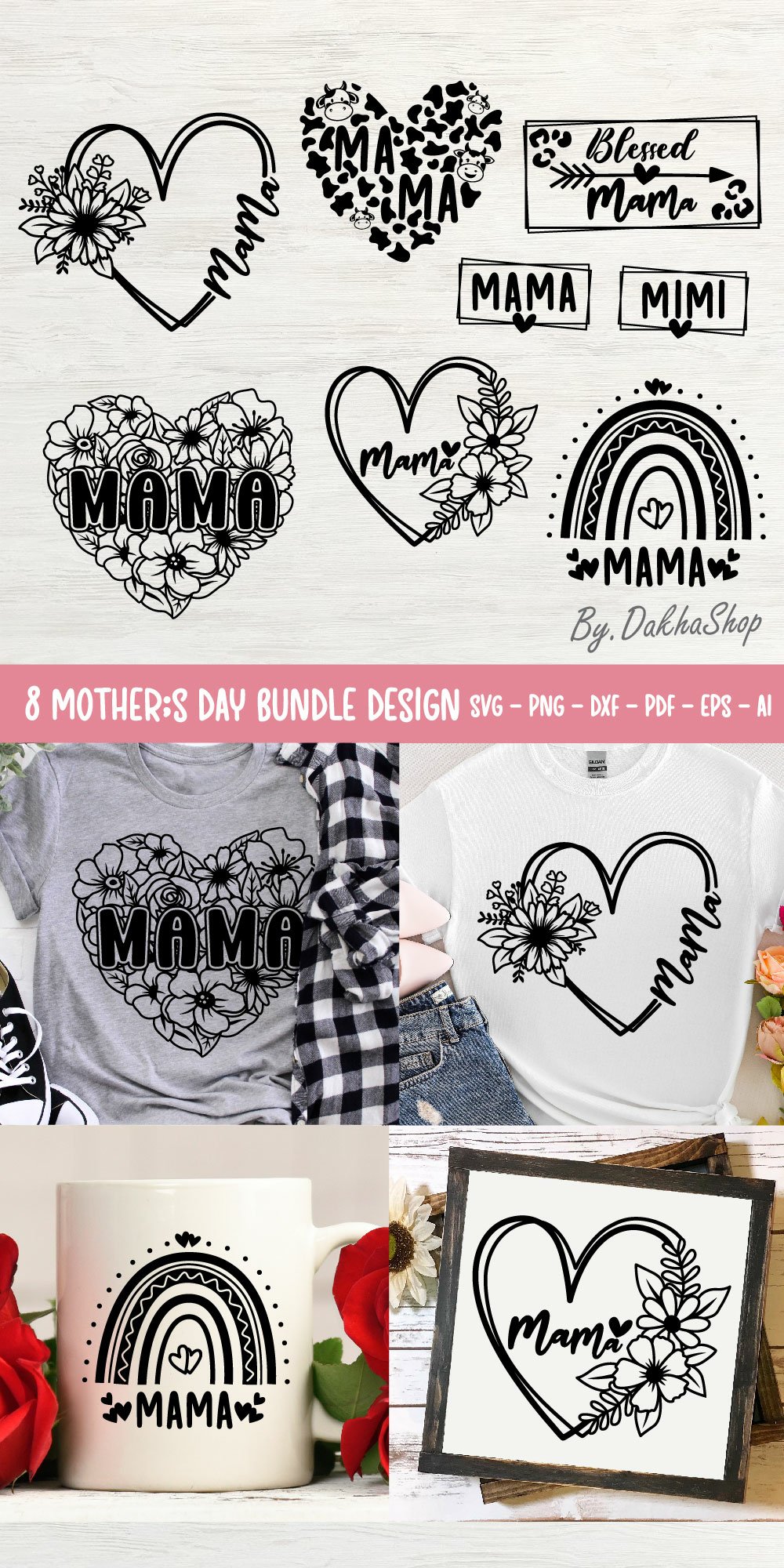 Mothers Day Svg Bundle, Mama Svg Bundle, Mama Heart Svg.