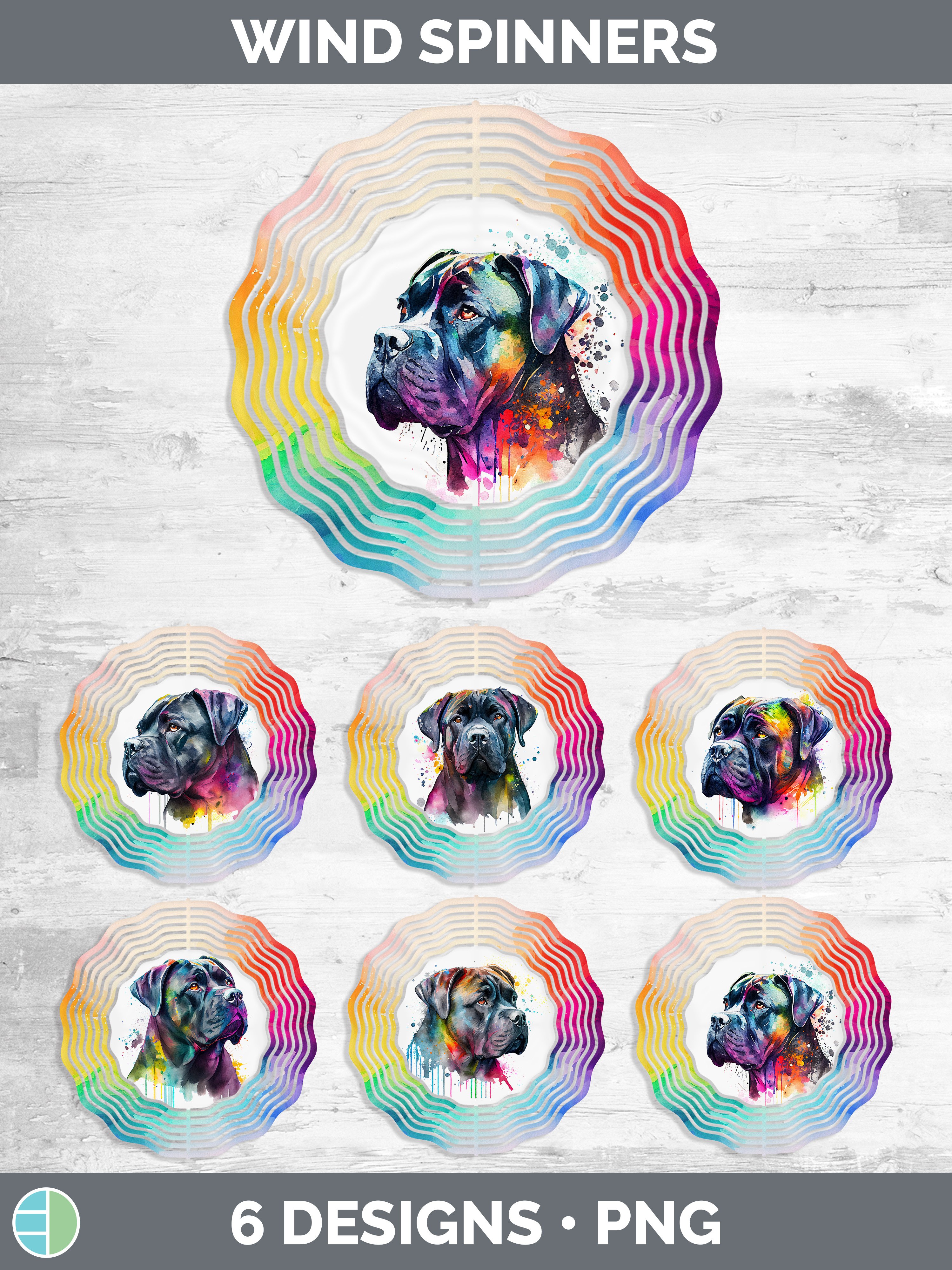 Rainbow Cane Corso Dog Wind Spinner | Sublimation Spinner De