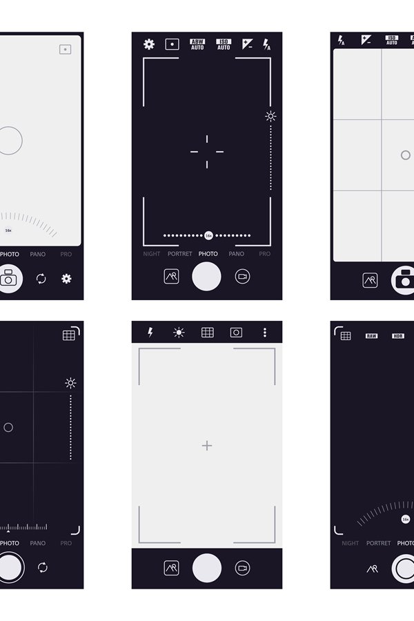 Mobile viewfinder interface. Smartphone camera photo and vid