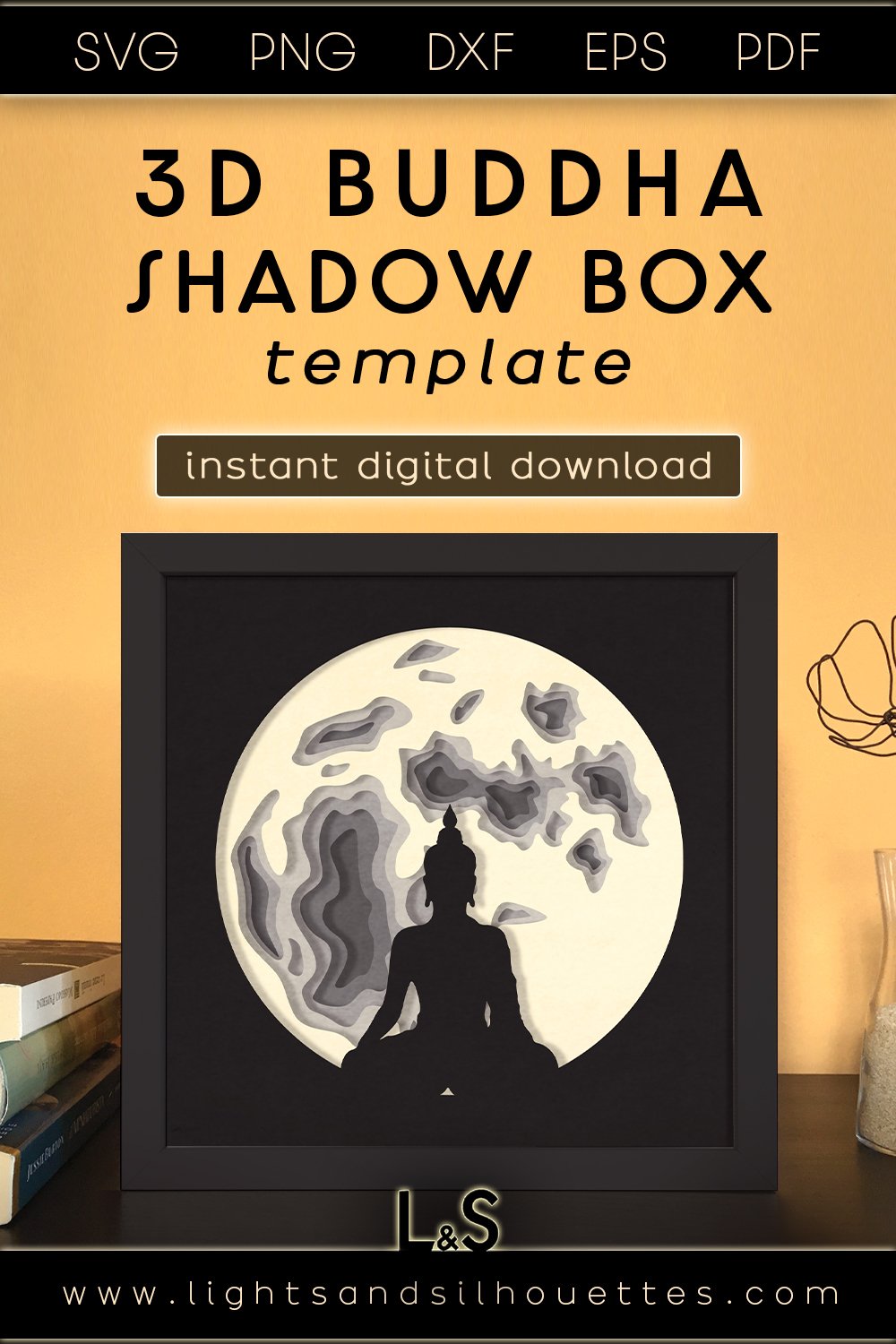 Buddha Shadow Box Svg | Moon Paper Cutting Template