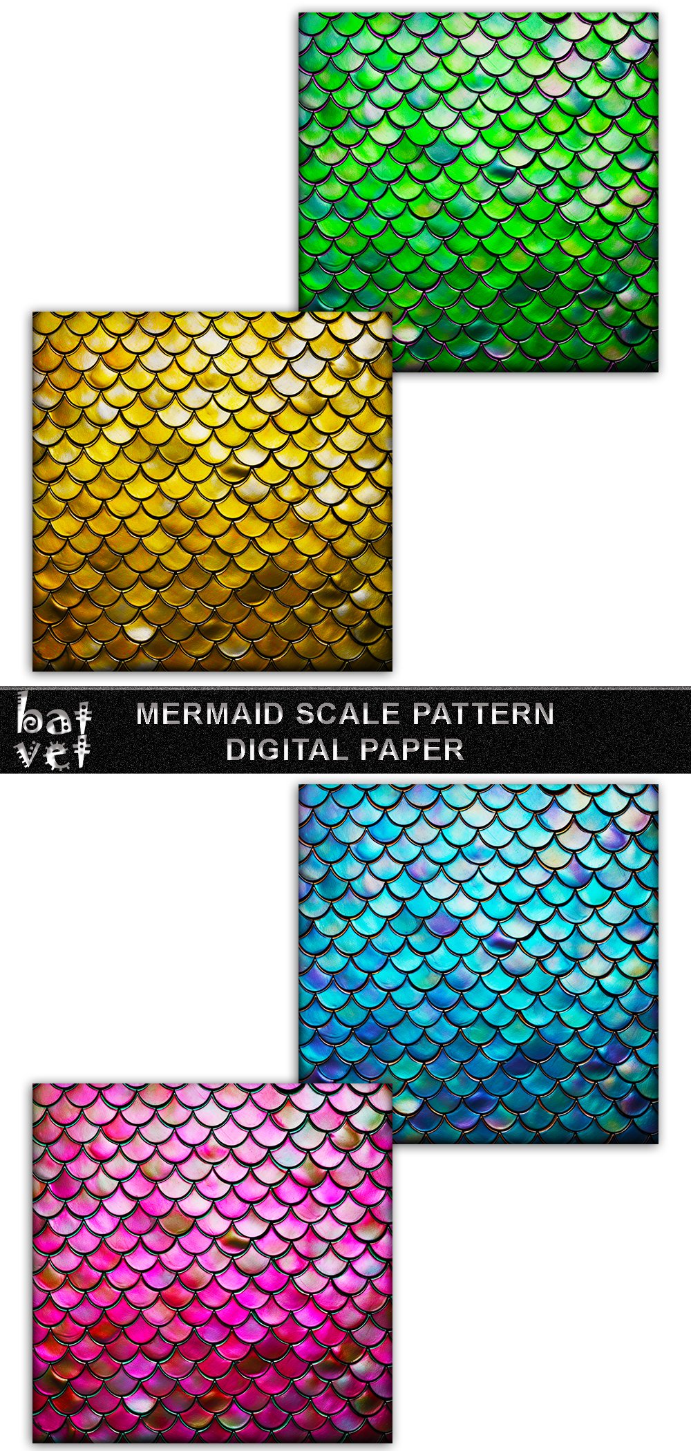 Mermaid Scales Digital Paper | Mermaid Pattern Background