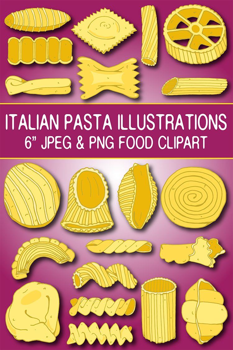 Italian Restaurant Pasta Shapes Clipart Food Illustrations
