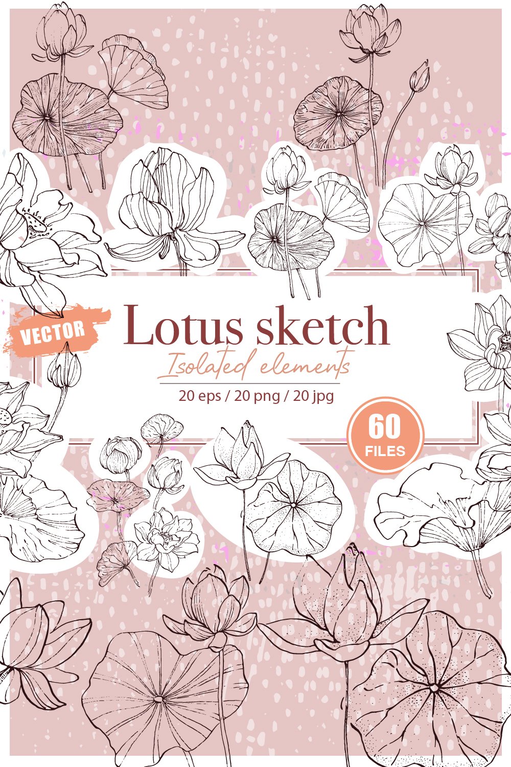 Lotus sketch ink drawing