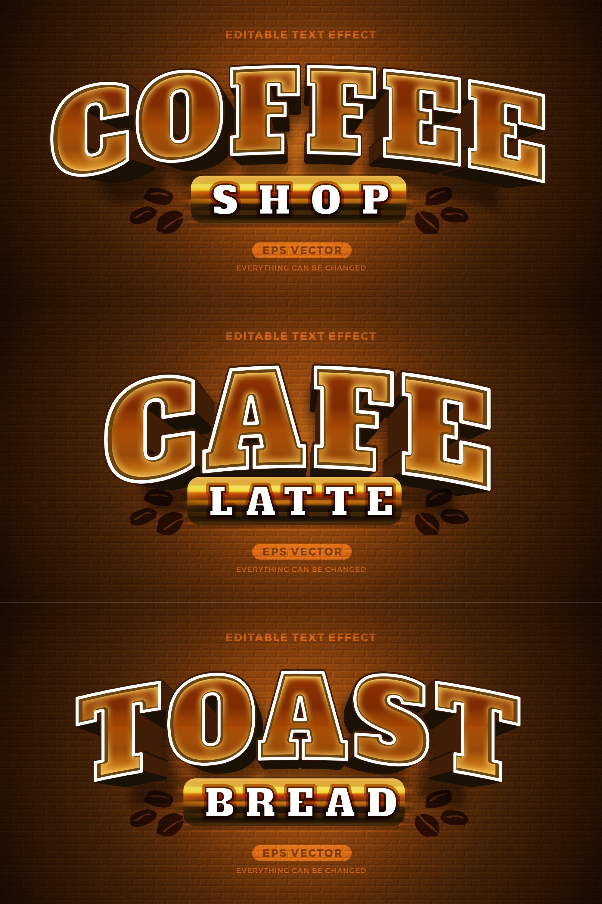 Coffee shop editable text effect style vector