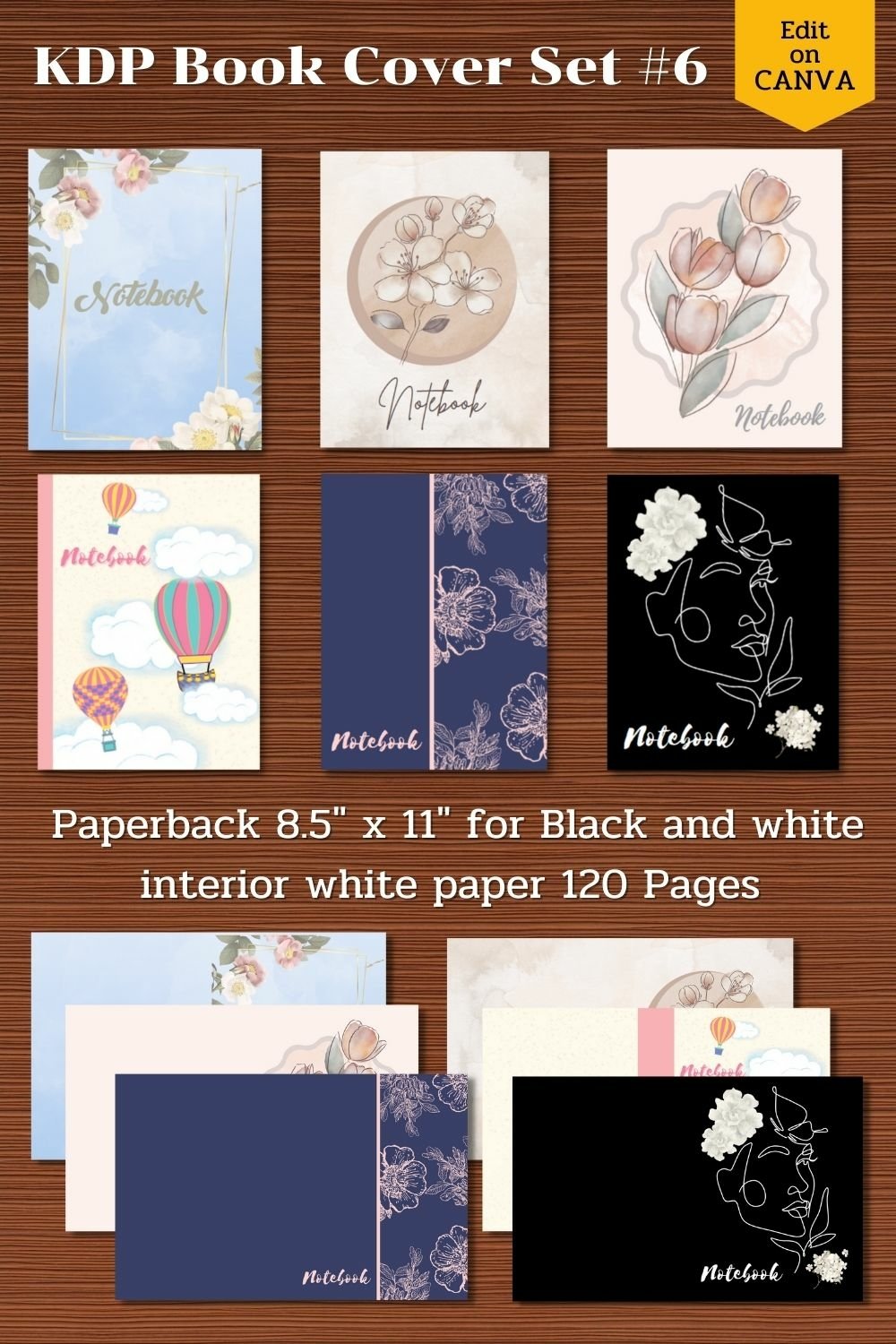 KDP Book Cover Set #6 Canva Template - Paperback