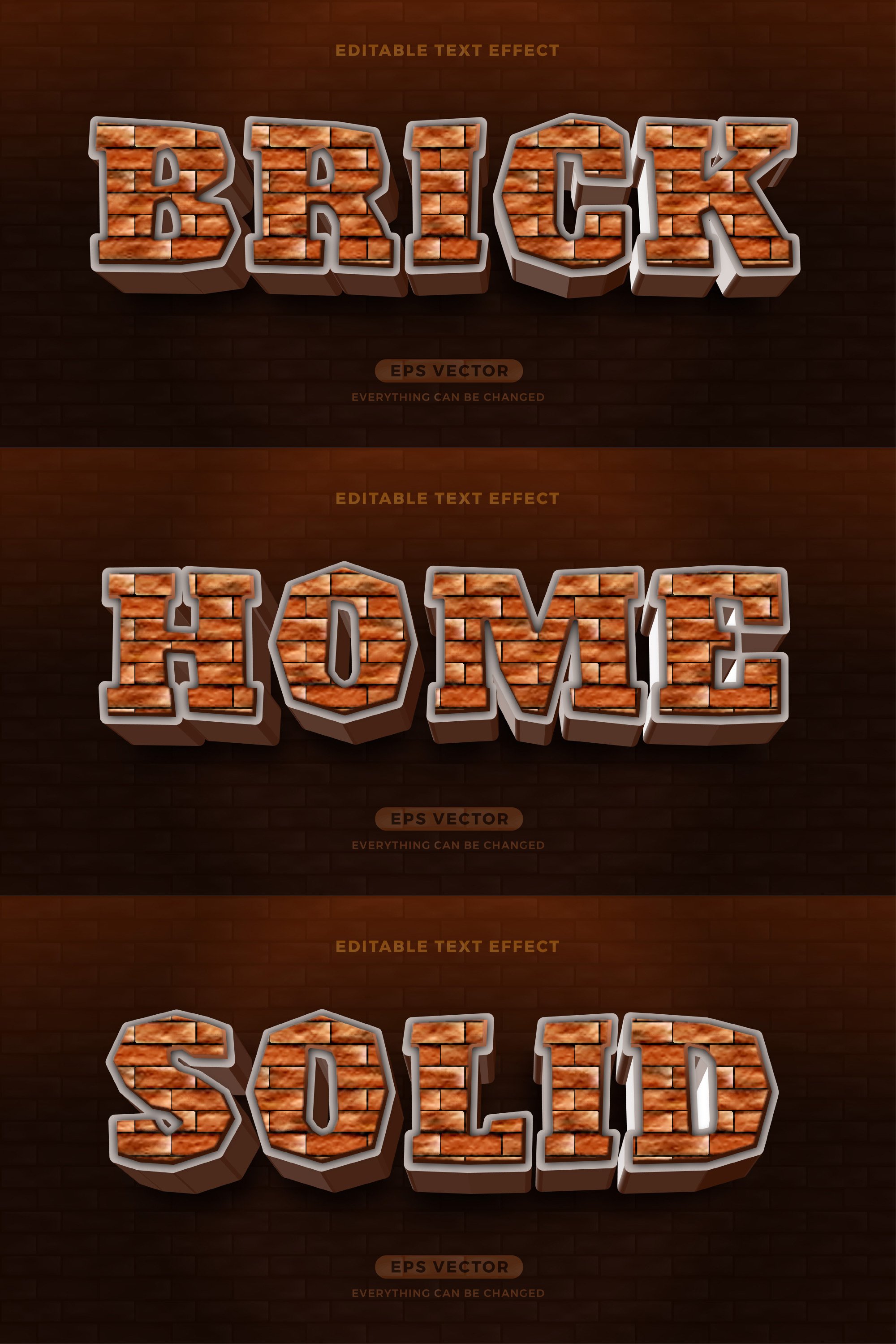 Brick editable text effect style vector