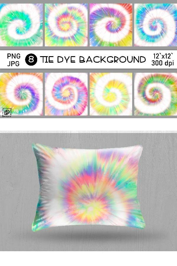 Tie Dye Bundle Rainbow for Sublimation 8 Different Designs
