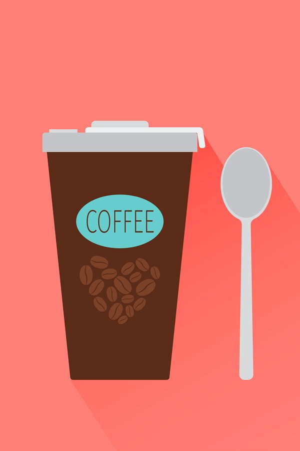 Coffee paper cup icon with shadow
