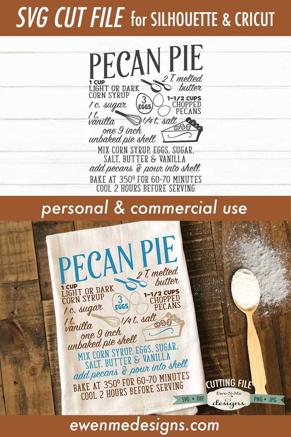 Pecan Pie Recipe - Kitchen - SVG DXF Files