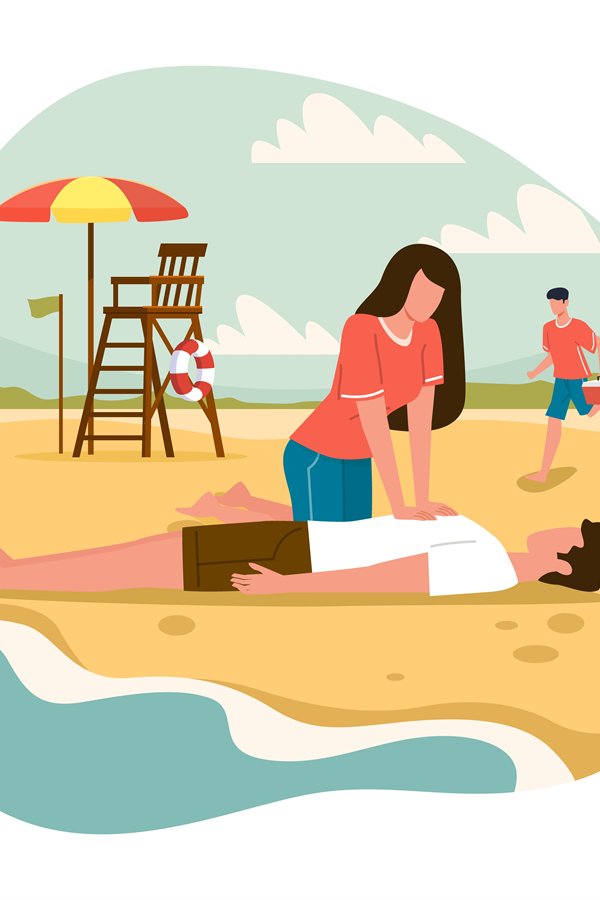 Beach lifeguards. Emergency assistance drowning situation, w