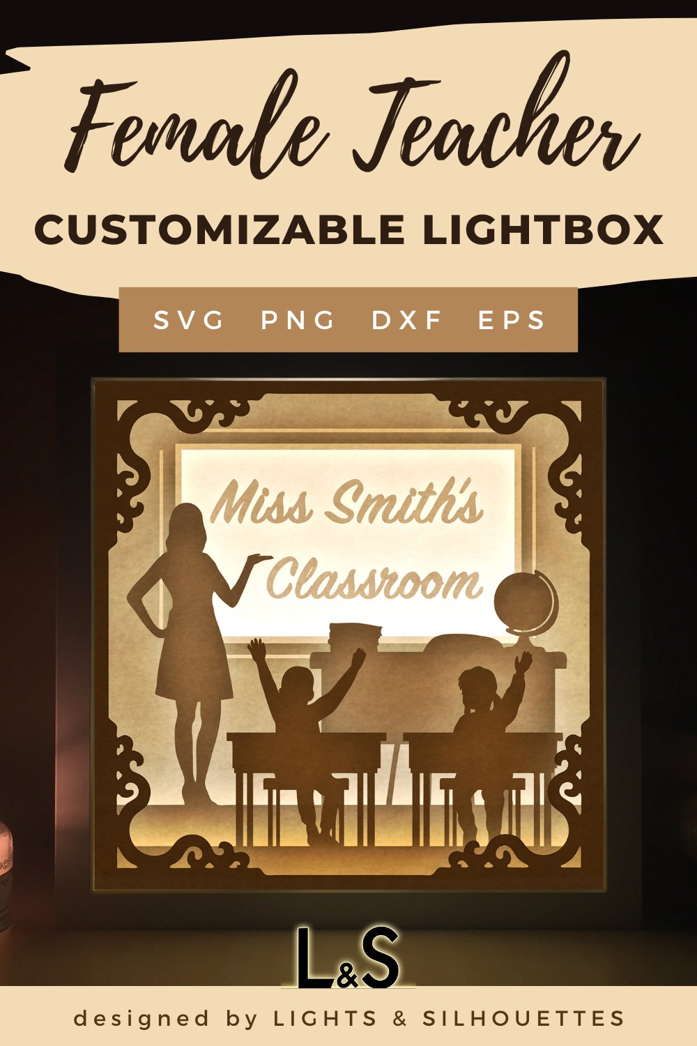 Teacher Shadow Box Template | Personalized Classroom Sign