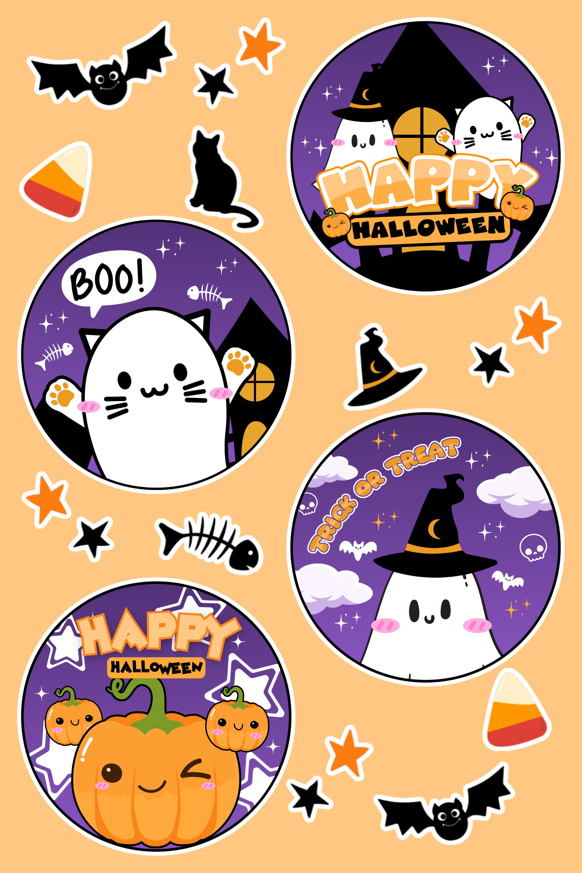 Cute Round Sticker for Halloween Events