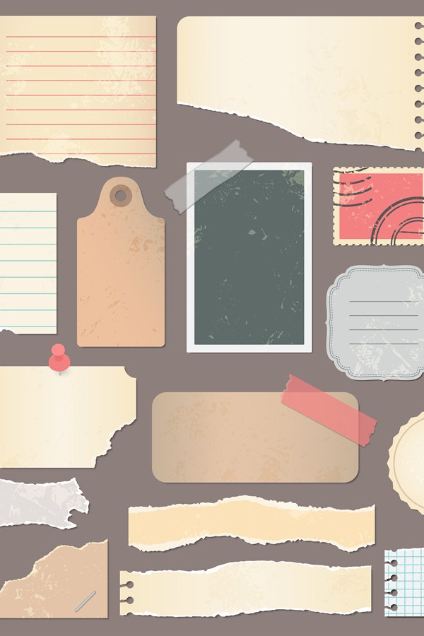 Scrapbook papers. Vintage scrapbooking paper, retro scraps p