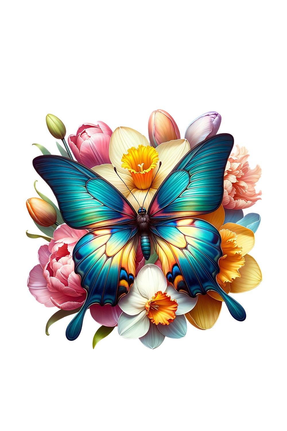 Butterfly with Floral Clipart, Spring Clipart (3518371)
